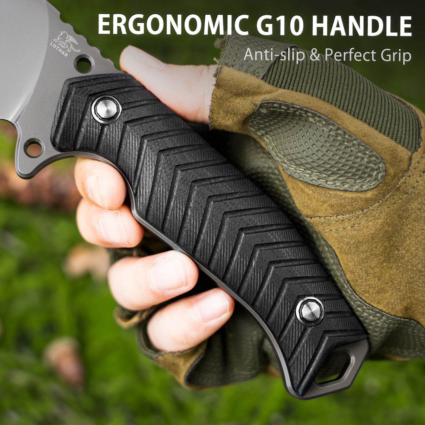 LOTHAR Bat 5'' Sharp D2 Steel Blade PVD Coated Survival Knife with Bla ...