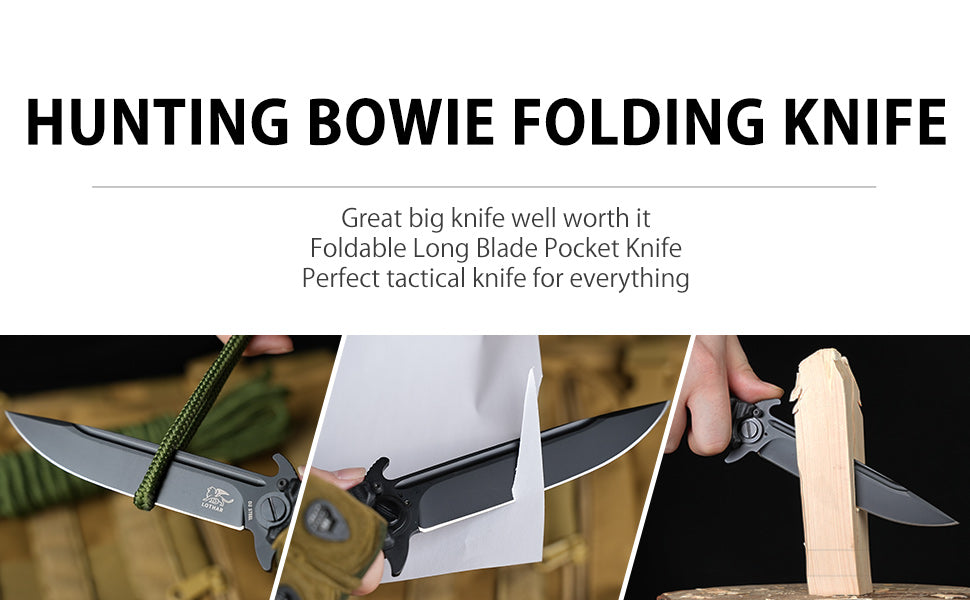 LOTHAR PHOENIX Large Pocket Knife, 5‘’ D2 Steel Blade Hunting Folding ...