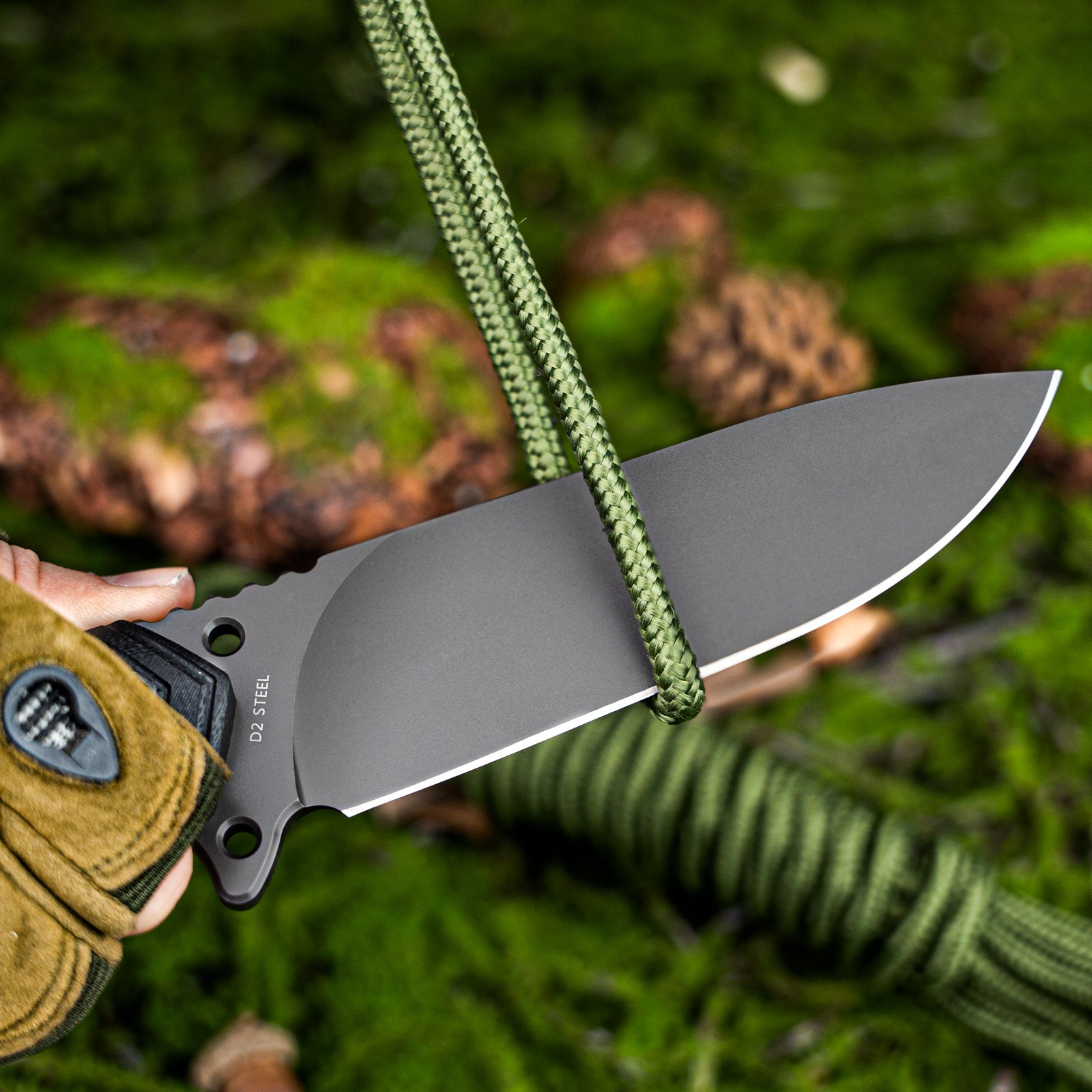 LOTHAR Bat 5'' Sharp D2 Steel Blade PVD Coated Survival Knife with Bla ...